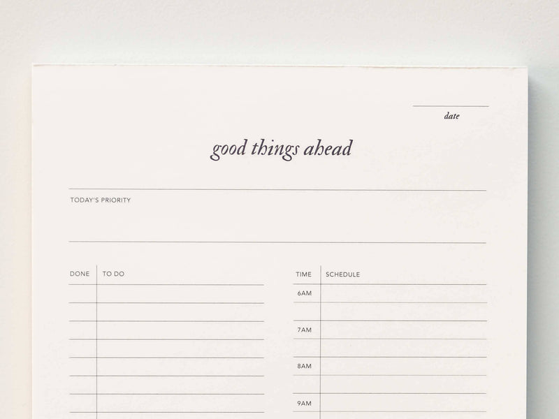 Good Things Ahead Daily Planner Notepad | One-Sheet Plan – Wms&Co.