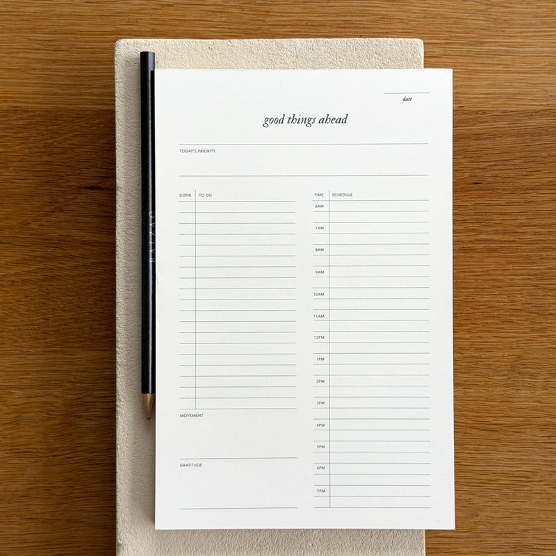 Good Things Ahead Daily Planner Notepad | One-Sheet Plan – Wms&Co.