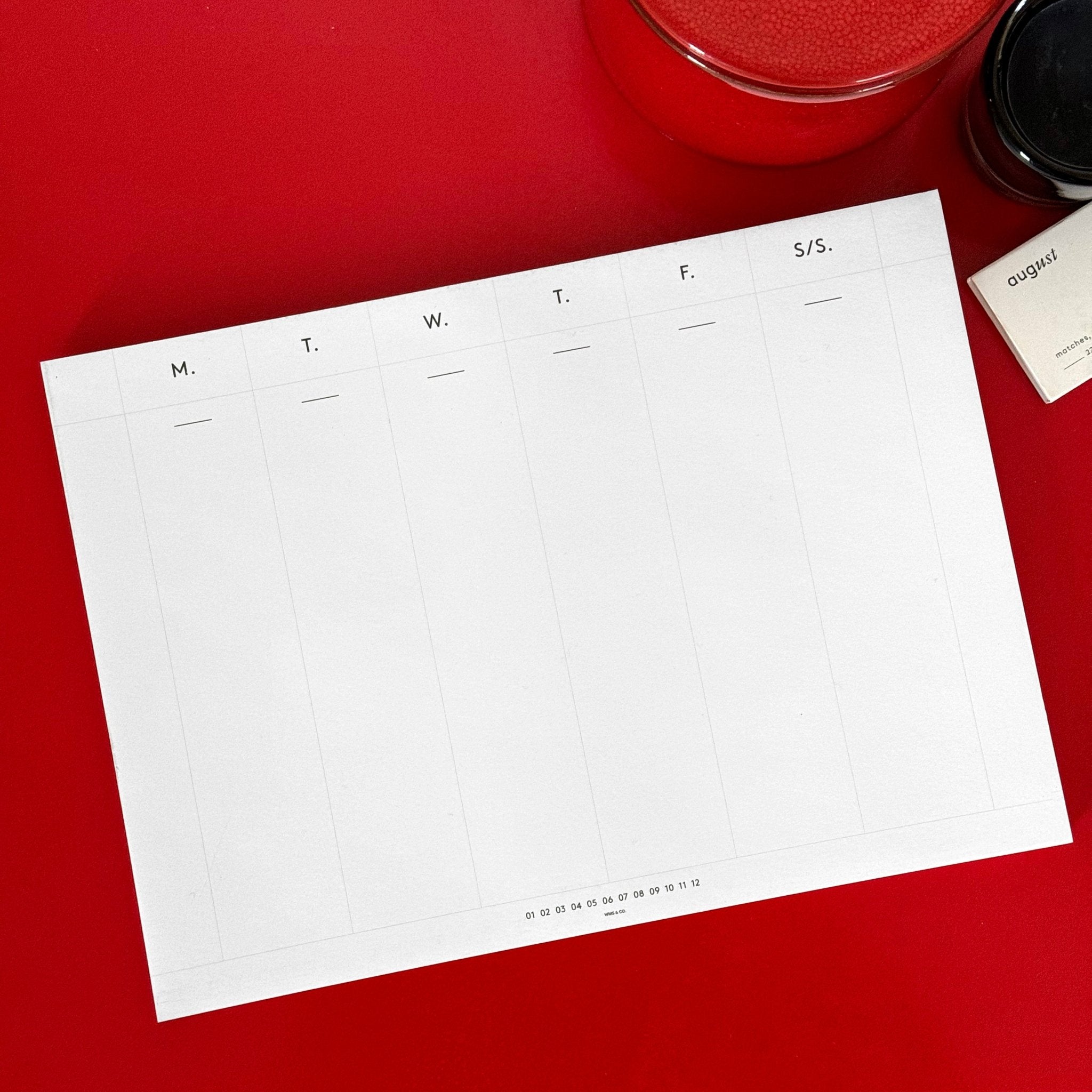 Wms&Co. Weekly Desk Planners — Gold, Yellow, or Blush Edge